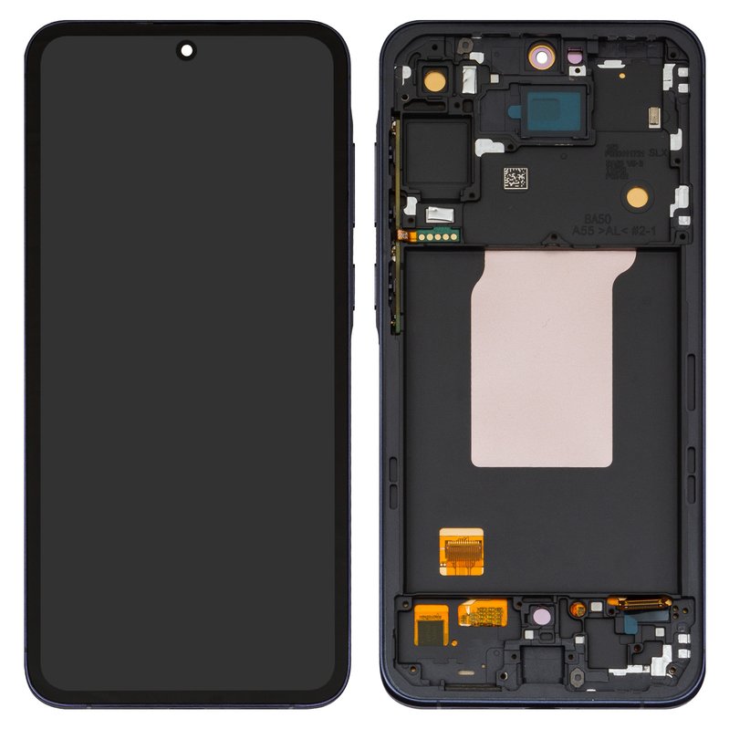 LCD compatible with Samsung A556 Galaxy A55, (dark blue, with frame ...