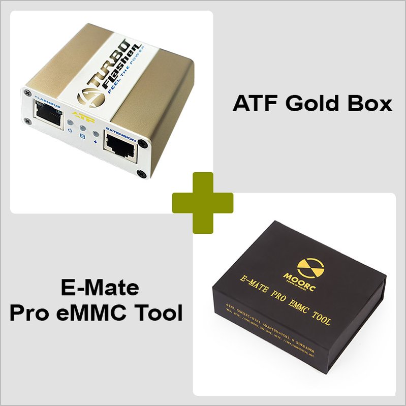 Juego: ATF Gold Box + E-Mate Pro eMMC Tool - GsmServer